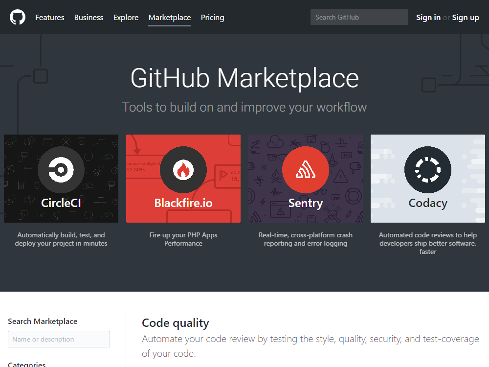 「GitHub Marketplace」開設、開発ツールを提供するオンラインストア -INTERNET Watch