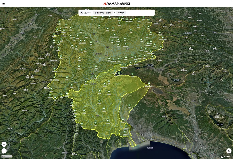 これはいつまでも眺めてしまいそう！ 全国の流域を網羅した「YAMAP 流域地図」公開【地図と位置情報】 - INTERNET Watch